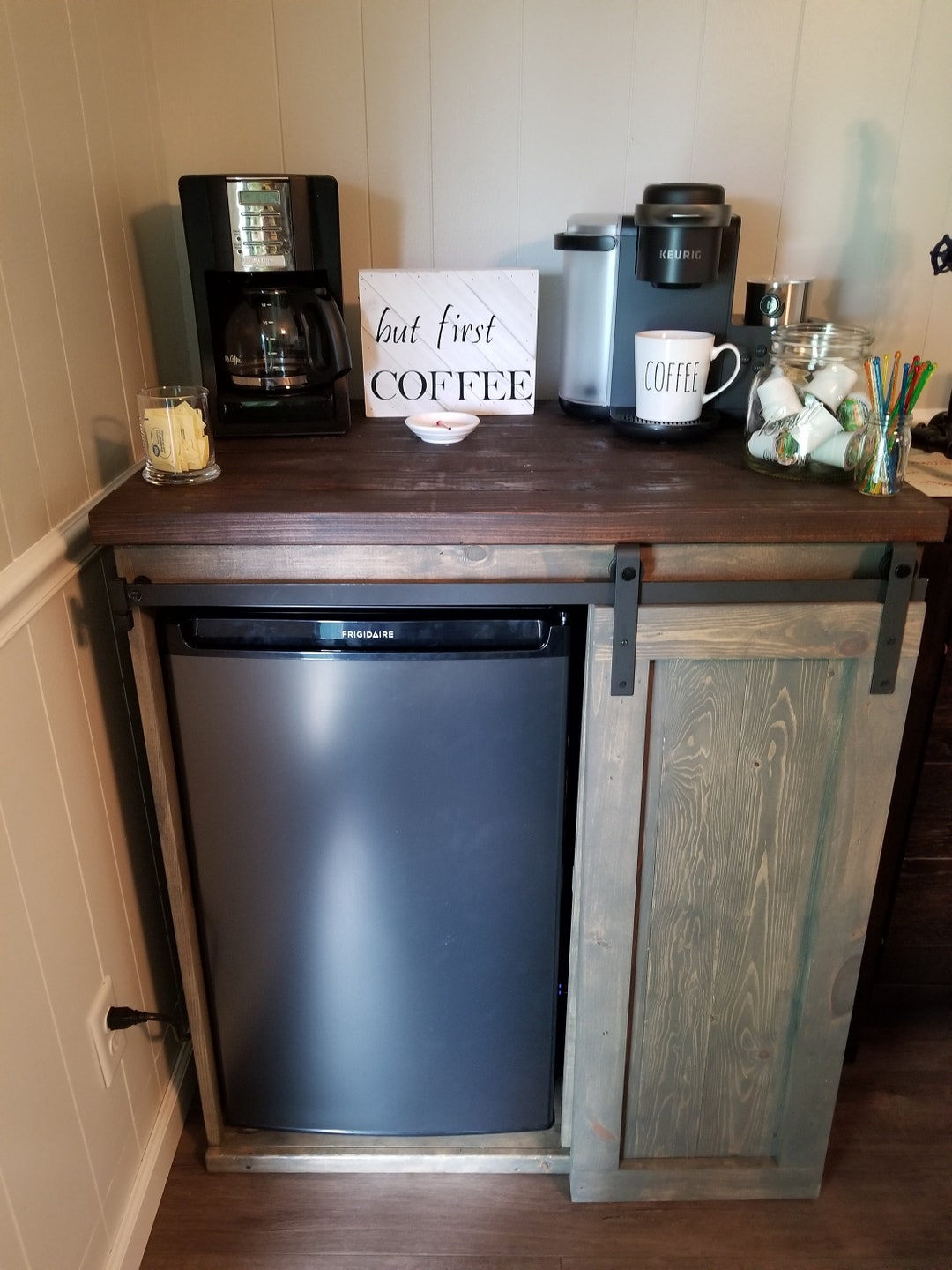 Mini Fridge Farmhouse Cabinet medium / Beverage Bar / Coffee Station ...