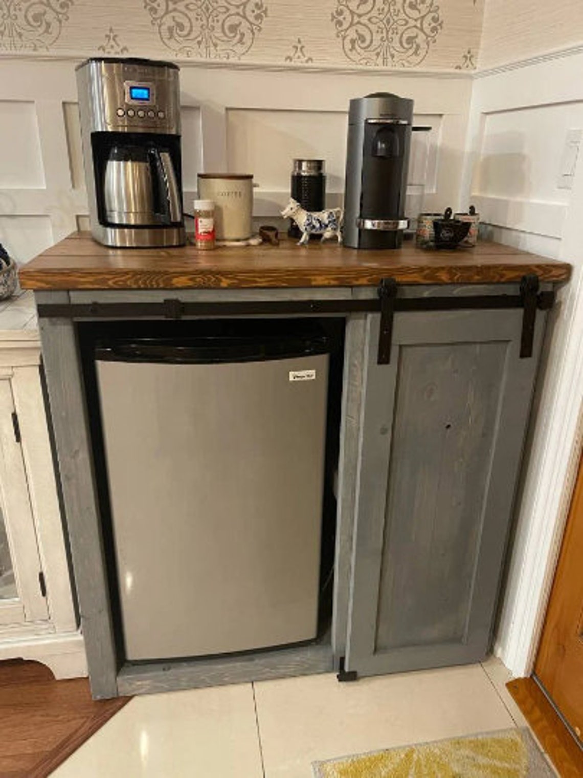 Mini Fridge Farmhouse Cabinet medium / Beverage Bar / Coffee Station ...