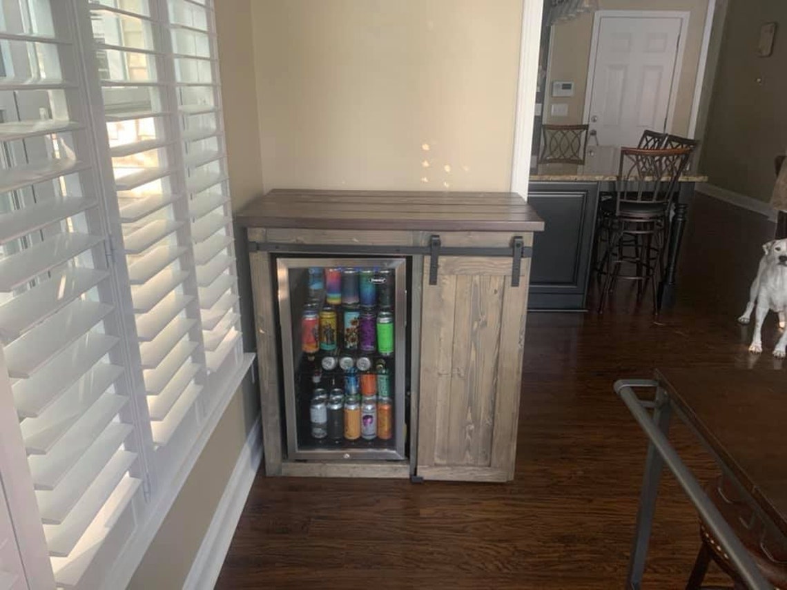 Farmhouse Style Mini Fridge Cabinet 1 Door Slider, Beverage Bar, Coffee ...