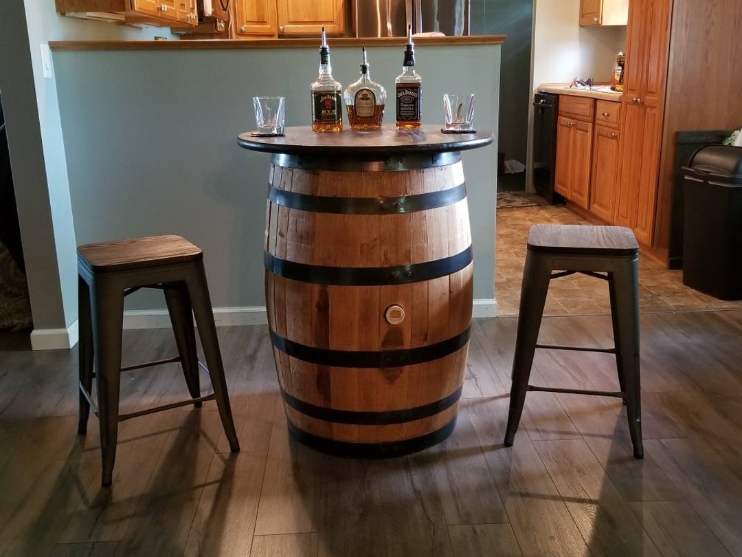 Barrel Table, White Oak Pub Table With Pine Top - Etsy