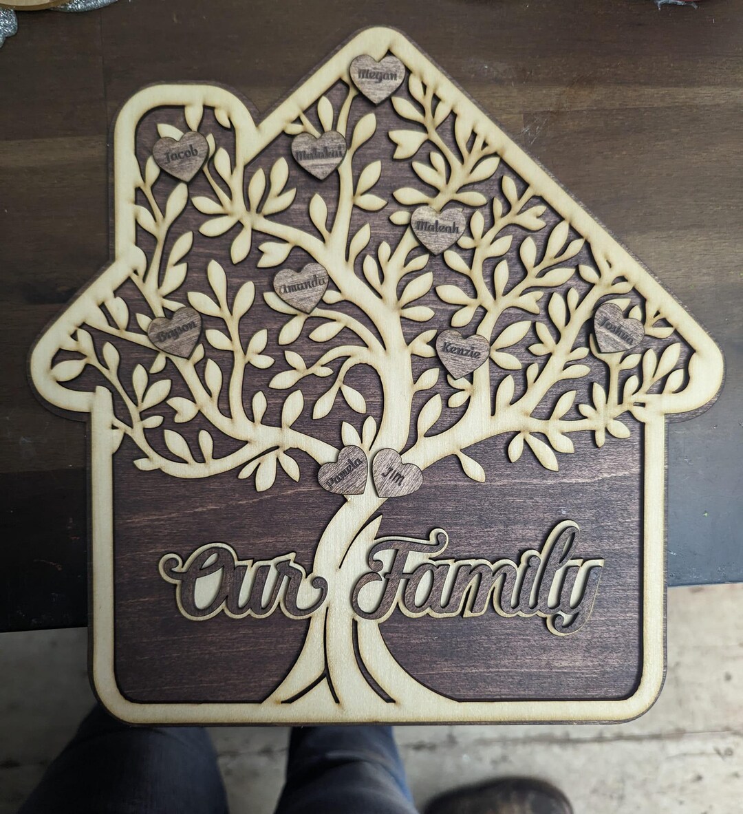 Custom Wooden House Family Tree - Our Family - Etsy