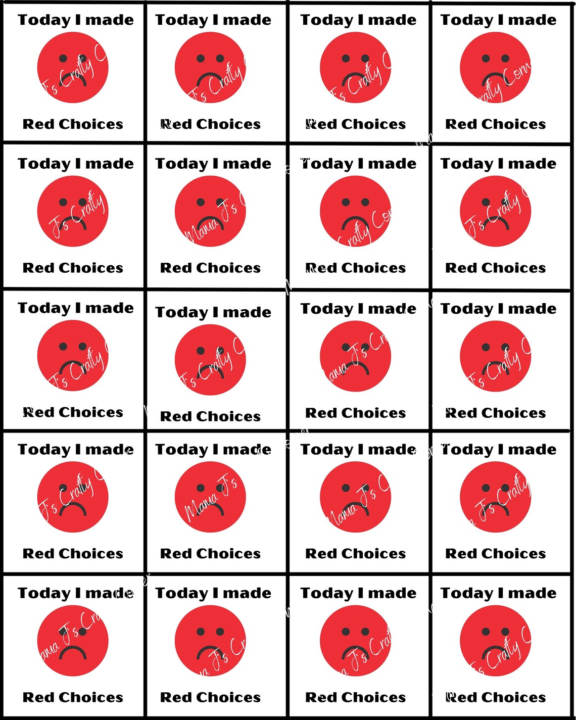 Green Yellow Red Choices Behavior Classroom Management Self - Etsy