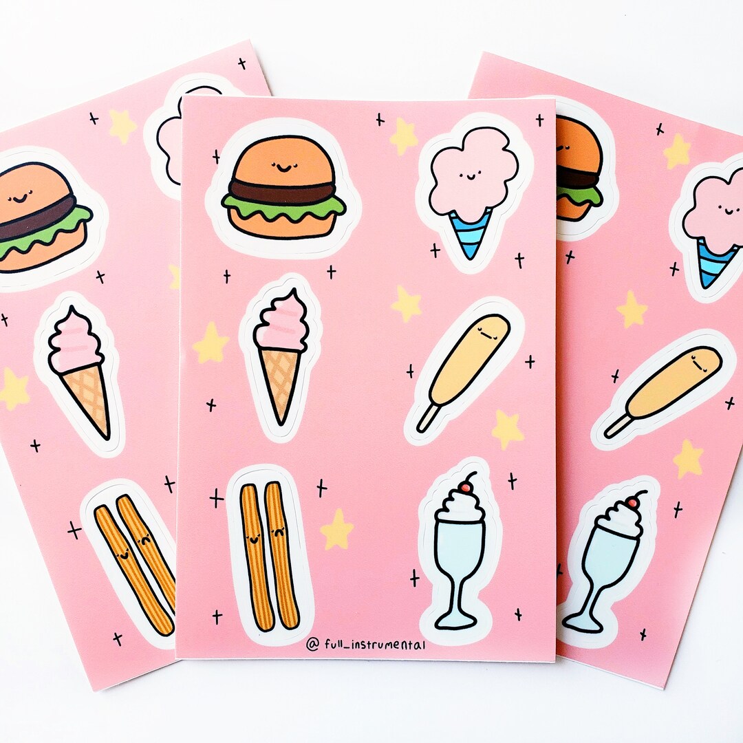 Junk Food-waterproof-vinyl Sticker Sheet - Etsy