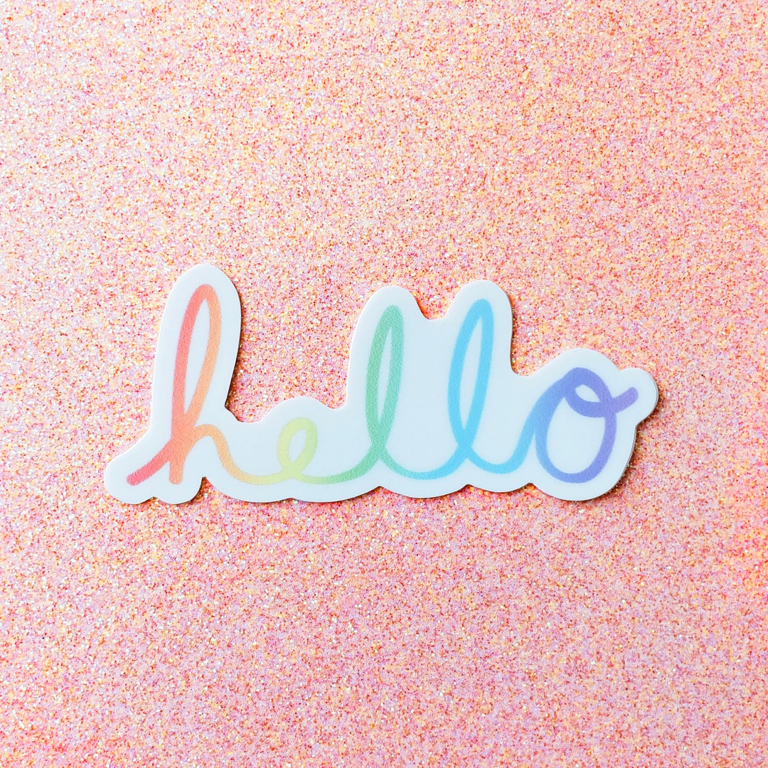 Rainbow Hello-waterproof-vinyl Sticker - Etsy