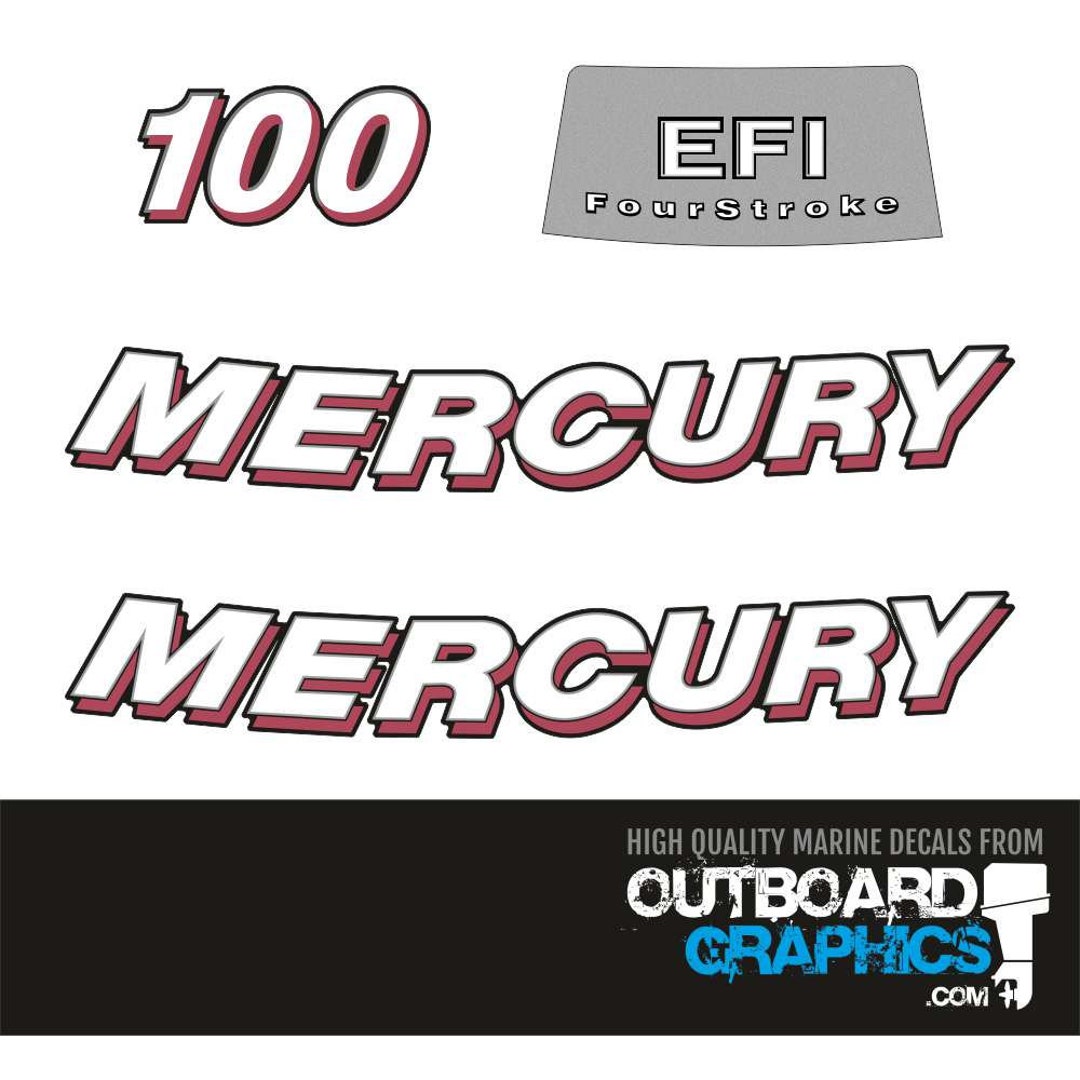 Mercury F100 Four Stroke Outboard Decals/sticker Kit + FREE SQUEEGEE ...