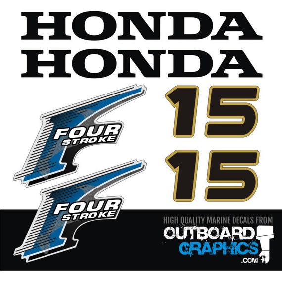 Bumper Stickers Vinyl kit sticker HONDA 15 four stroke 15 HP Decal set ...