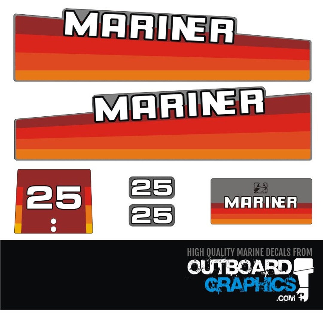Mariner 25hp Rainbow Outboard Engine Decals/sticker Kit - All US Orders ...