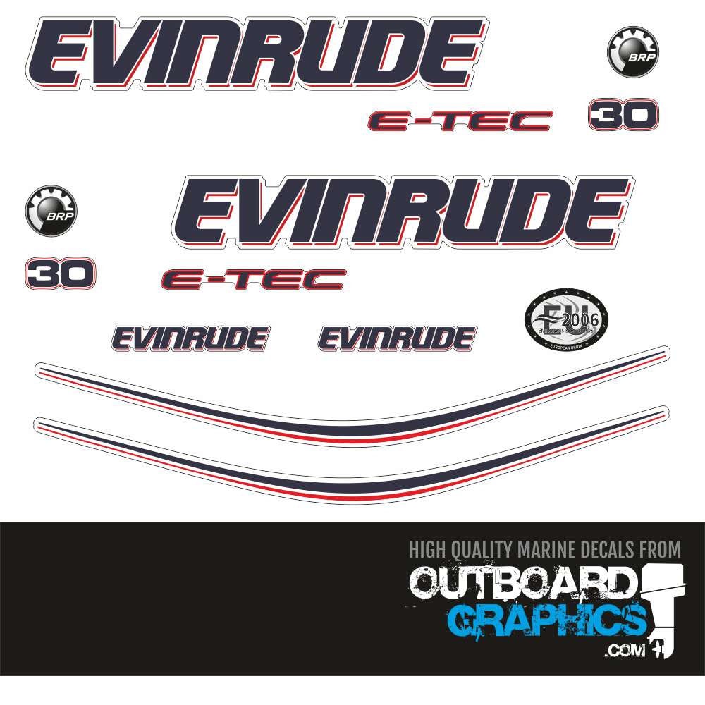 Evinrude 30hp Etec / E-tec Outboard Engine Decals/sticker Kit - WHITE Cowl + Free Squeegee - Etsy
