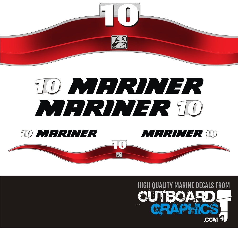 Mariner 10hp 2 Stroke Outboard Engine Decals/sticker Kit + FREE ...