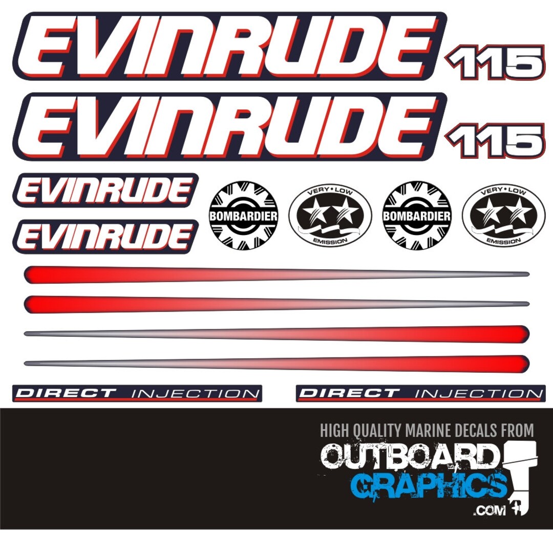 Evinrude 115hp Direct Injection Outboard Engine Decals/sticker Kit ...