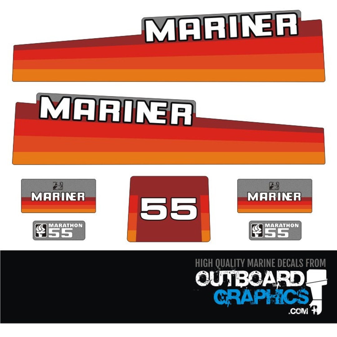 Mariner 55hp Rainbow Outboard Engine Decals/sticker Kit - All US Orders ...