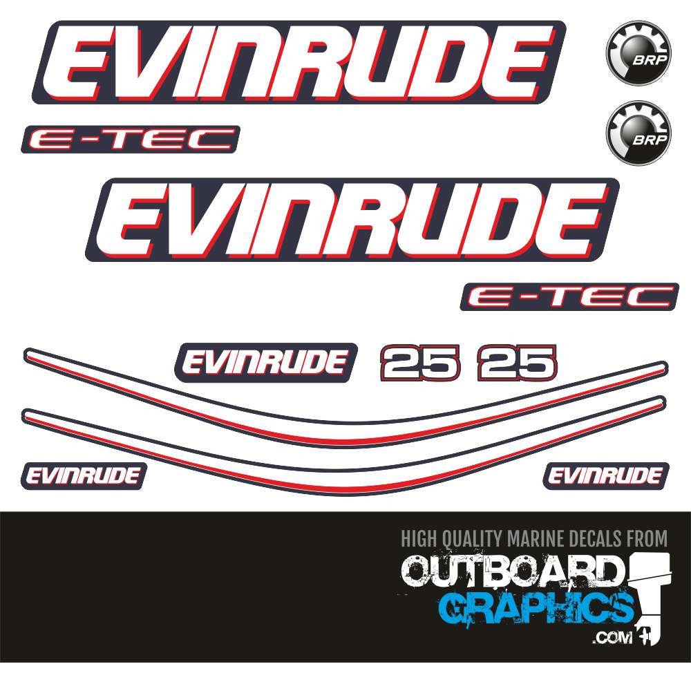 Evinrude 25hp Etec / E-tec Outboard Engine Decals/sticker Kit - BLUE ...