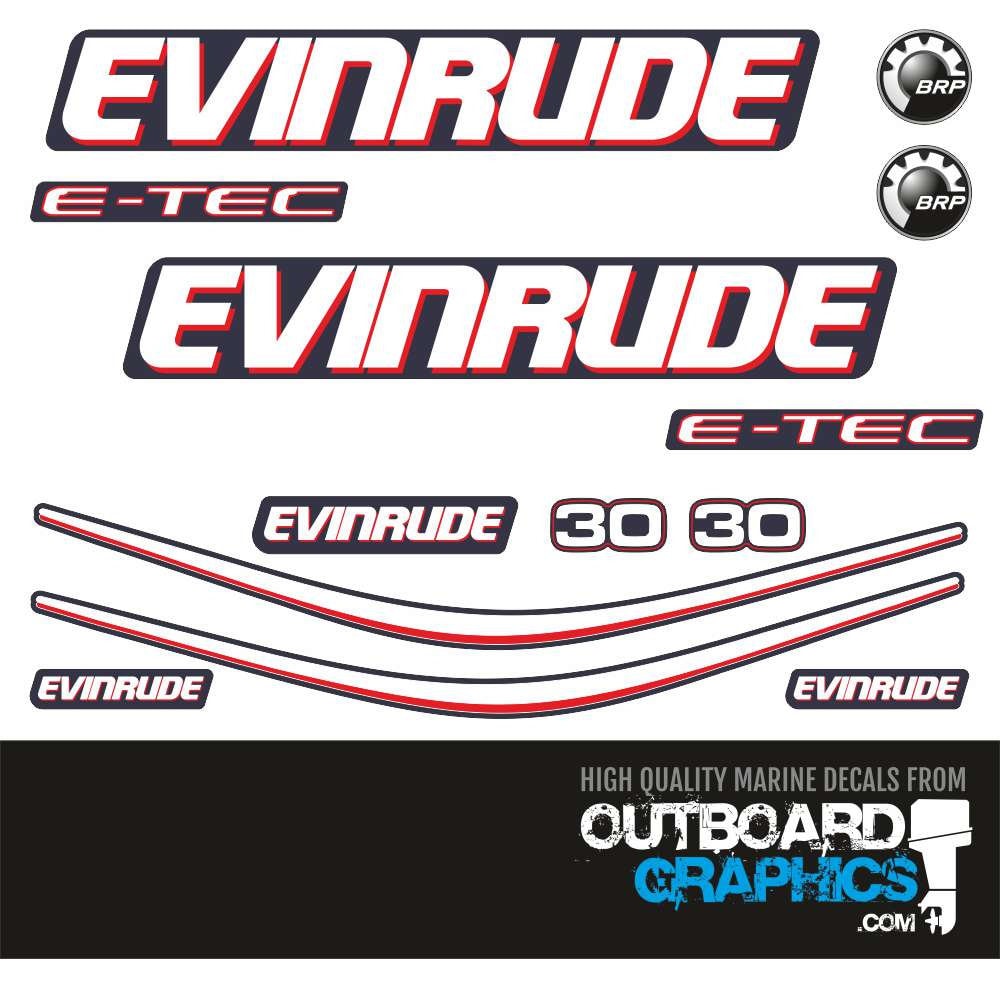 Evinrude 30hp Etec / E-tec Outboard Engine Decals/sticker Kit - BLUE ...