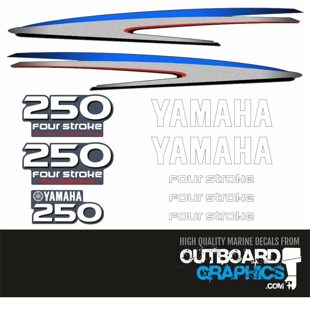 Yamaha 250hp Four Stroke Outboard Engine Decals/sticker Kit + FREE ...