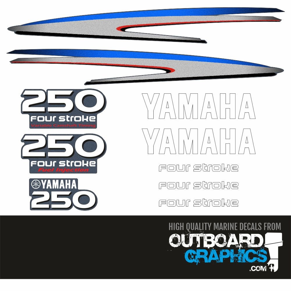 Yamaha 250hp Four Stroke Outboard Engine Decals/sticker Kit + FREE ...
