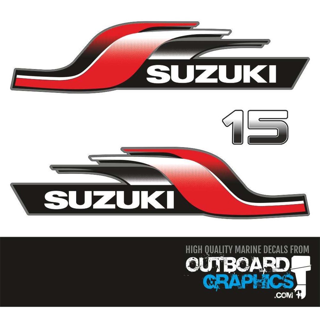 Suzuki 15hp Two Stroke Outboard Engine Decals/sticker Kit + FREE ...