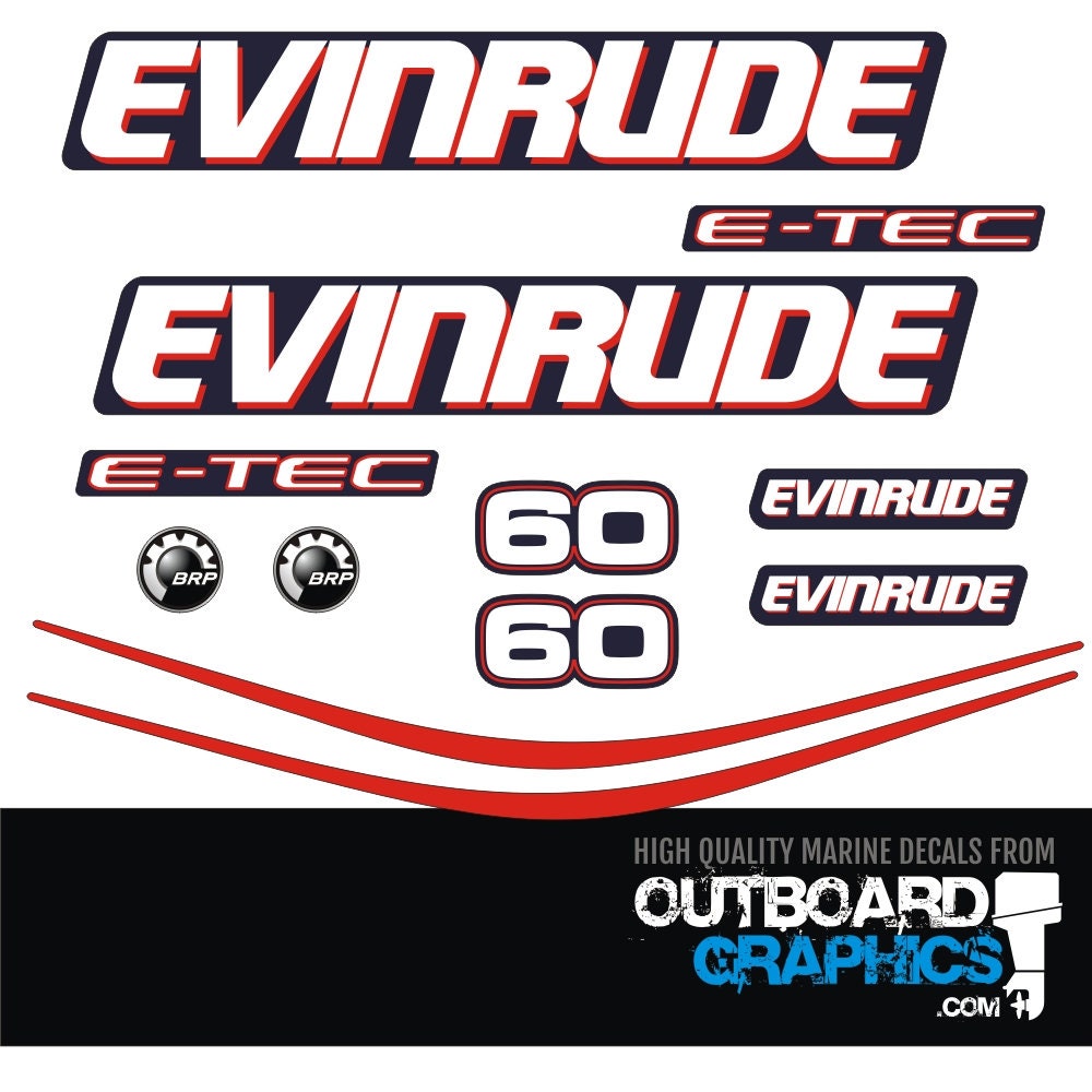 Evinrude 60hp ETEC / E-TEC Outboard Engine Decals/sticker Kit - All US ...