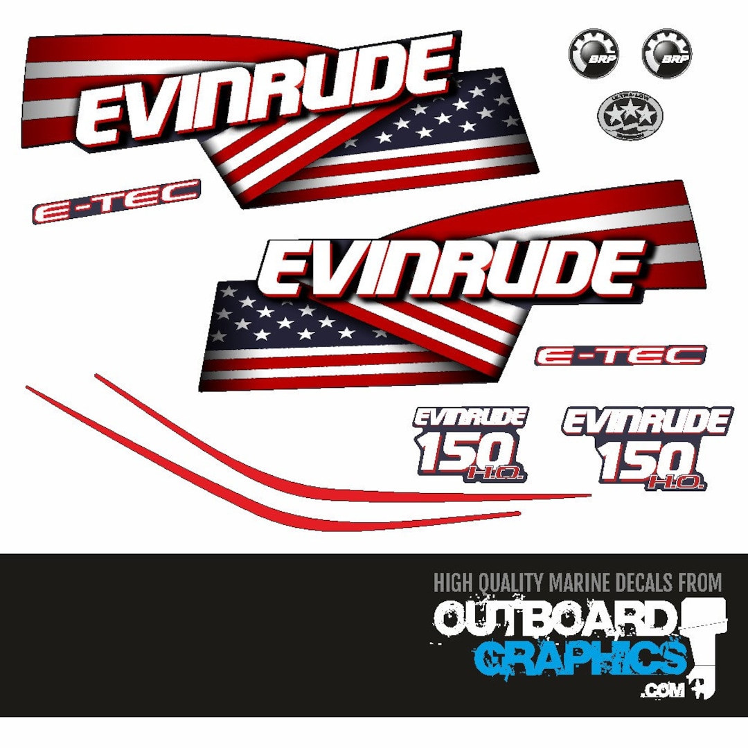 Evinrude 150hp Etec/e-tec HO Stars & Stripes Outboard Engine Decals ...