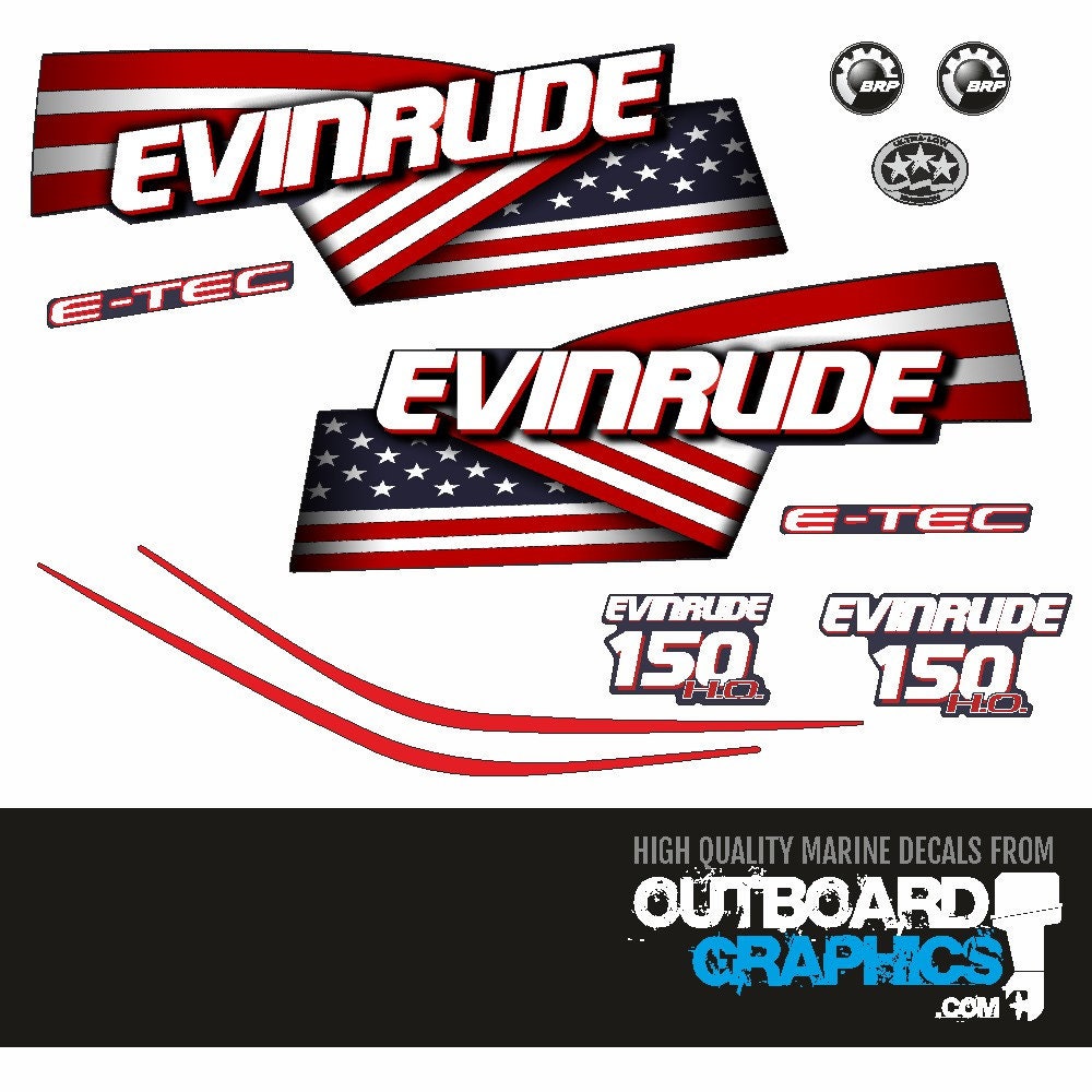 Evinrude 150hp Etec/e-tec HO Stars & Stripes Outboard Engine Decals ...