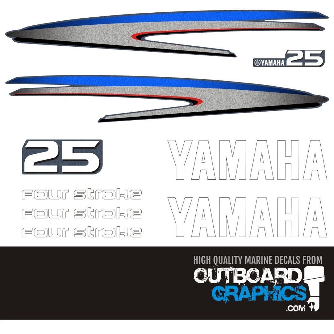 Yamaha 25hp Four Stroke Outboard Engine Decals/sticker Kit + FREE ...