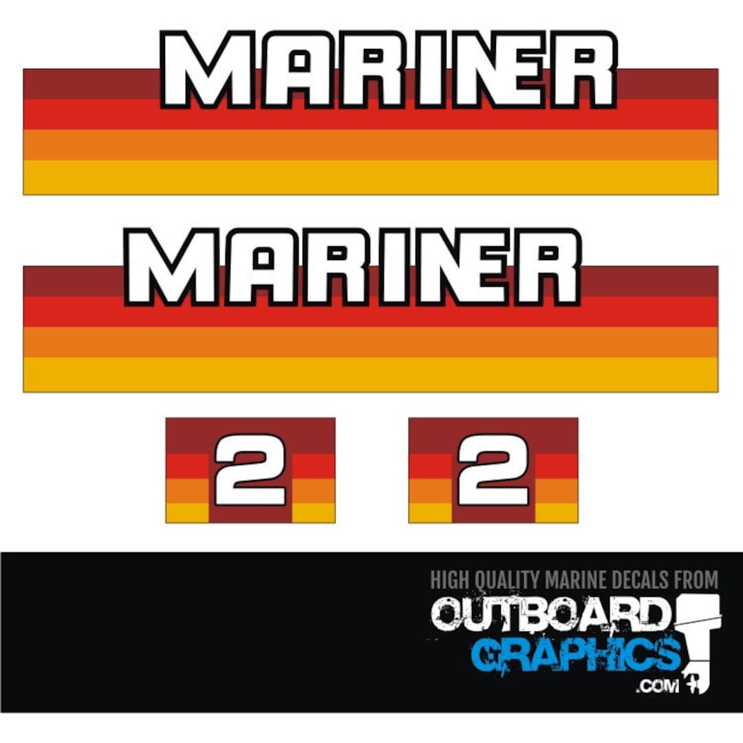 Mariner 2hp Rainbow Outboard Engine Decals/sticker Kit + FREE SQUEEGEE ...