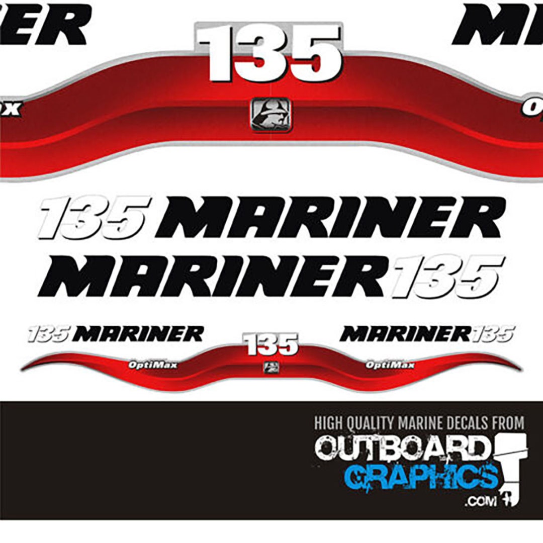 Mariner 135hp Optimax Outboard Decals/sticker Kit + FREE SQUEEGEE - All ...