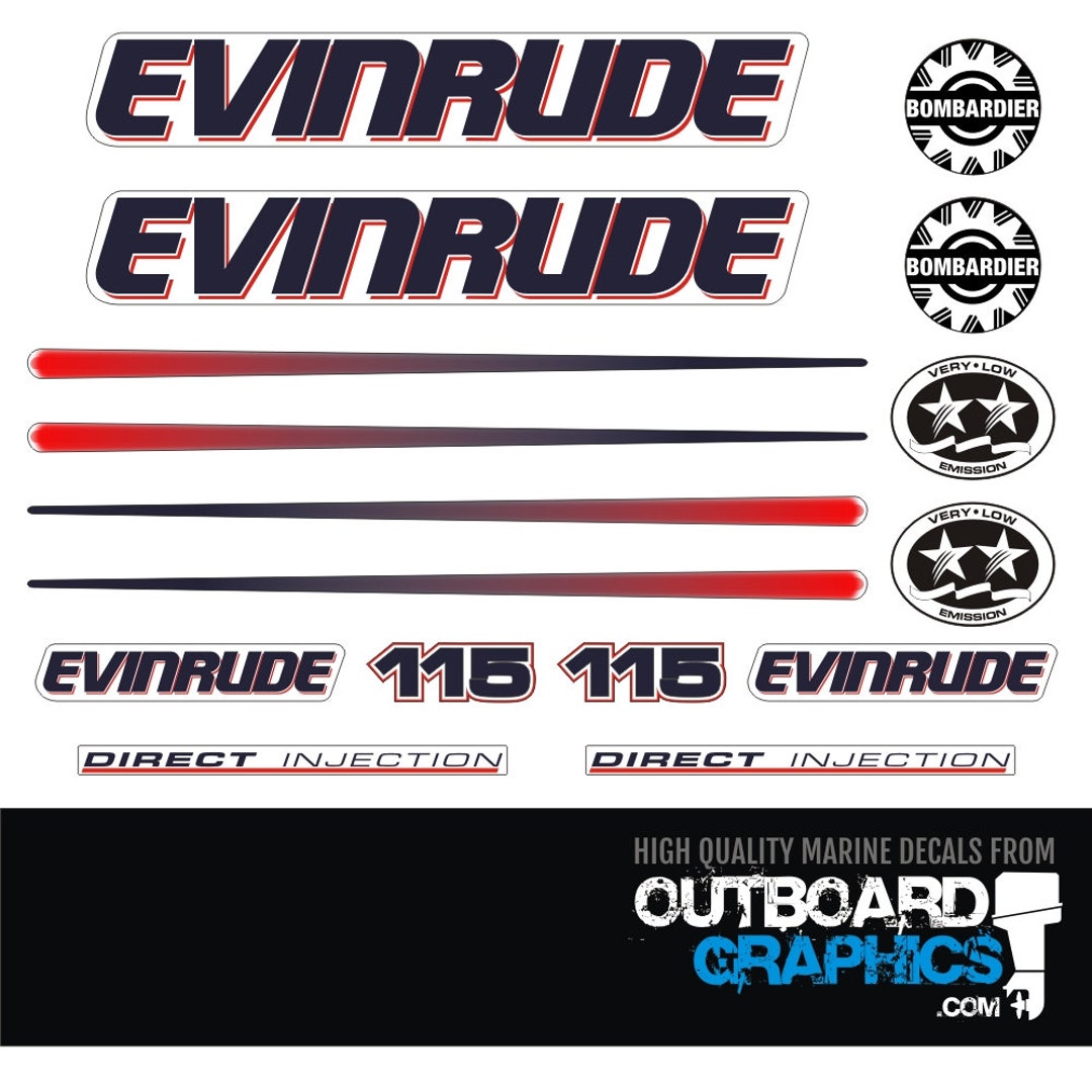 Evinrude 115hp Direct Injection Outboard Engine Decals/sticker Kit ...