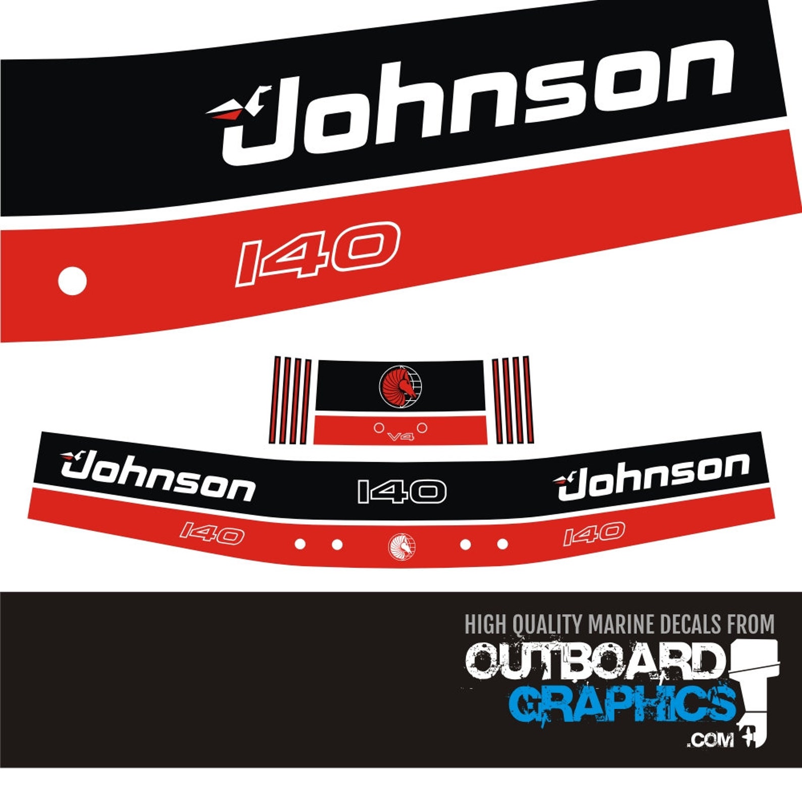 Johnson 140hp Two Stroke Outboard Engine Decals/sticker Kit - Etsy