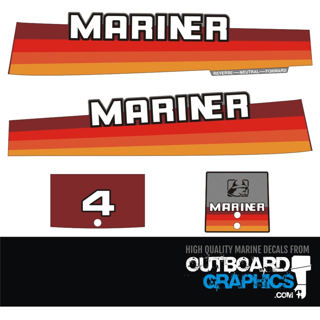 Mariner 4hp Rainbow Outboard Engine Decals/sticker Kit - All US Orders ...
