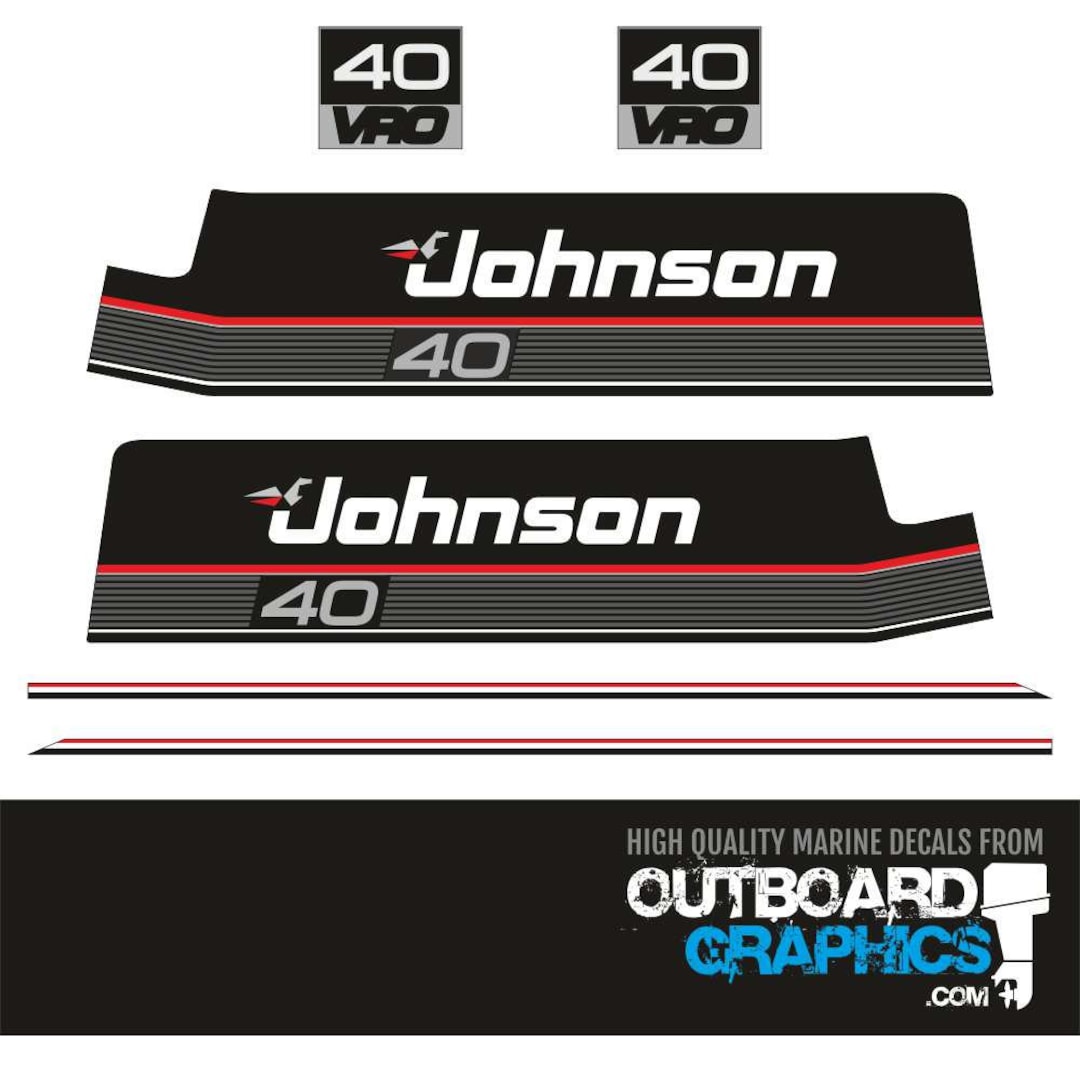 Johnson 40hp VRO Outboard Engine Decals/sticker Kit (black Design ...