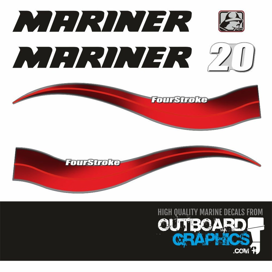 Mariner 20hp 4 Stroke 2008 Outboard Engine Decals/sticker Kit + FREE ...