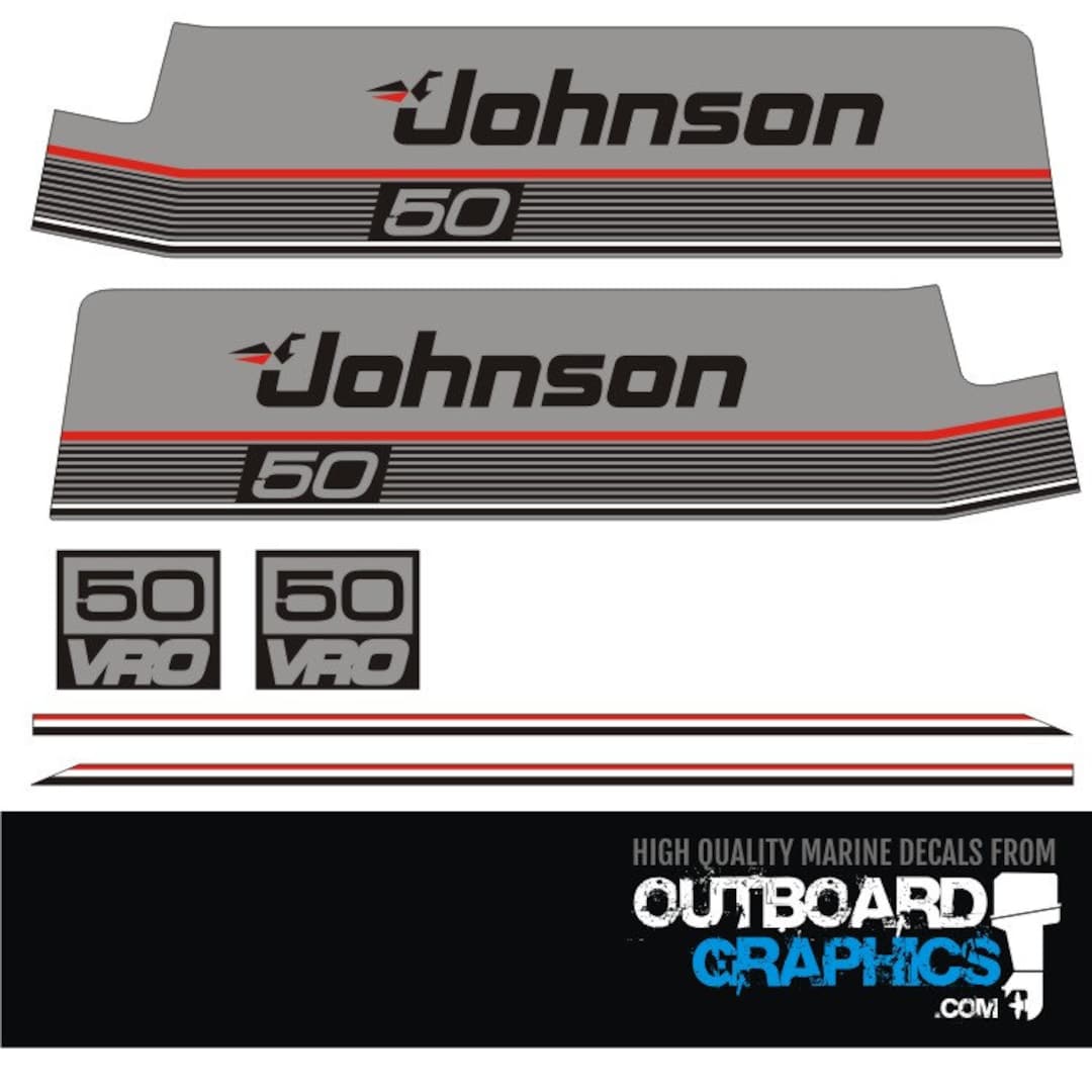 Johnson 50hp VRO Outboard Engine Decals/sticker Kit + FREE SQUEEGEE - Etsy