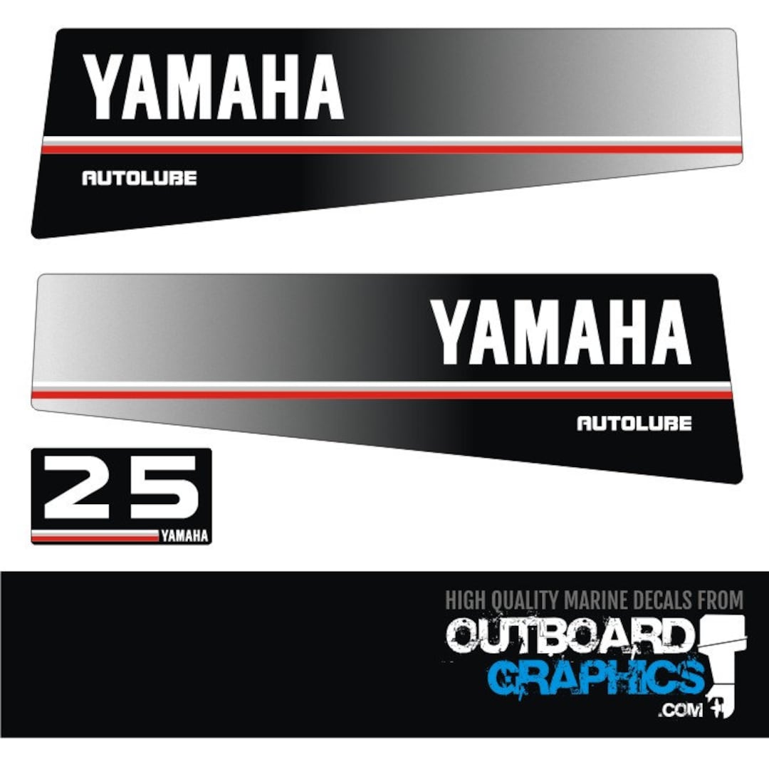 Yamaha 25hp Autolube Outboard Engine Decals/sticker Kit - Black - All ...