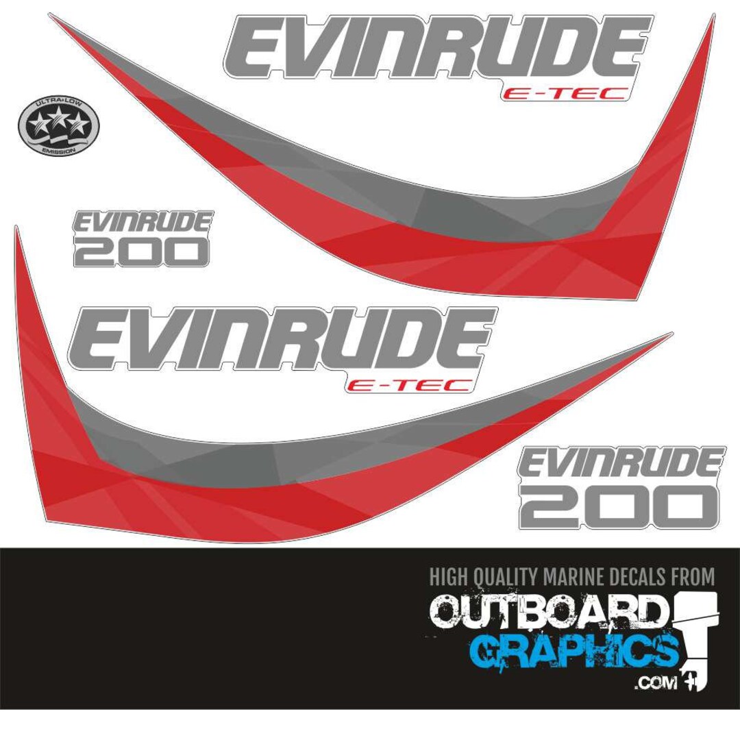 Evinrude 200hp ETEC / E-TEC Outboard Engine Decals - 2015 60º Small ...