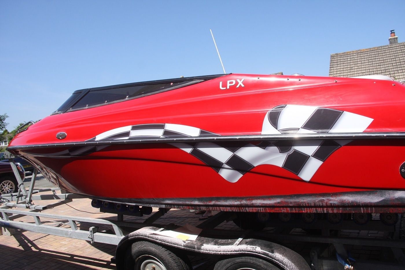 Pair of Crownline LPX 3D Chequered Flag Decals, Suitable for 18ft ...