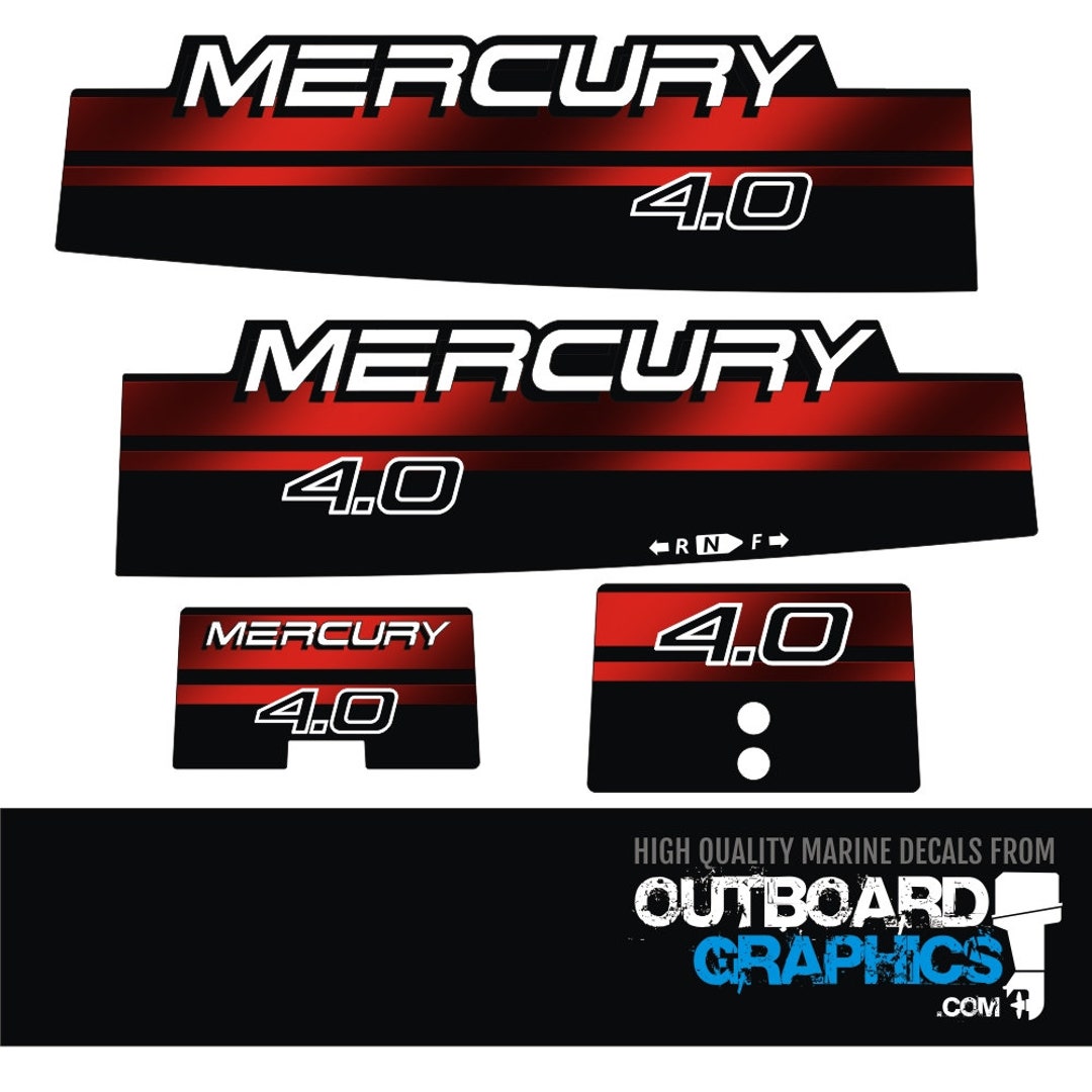 Mercury 4hp 2 Stroke Outboard Decals/sticker Kit + FREE SQUEEGEE - All ...