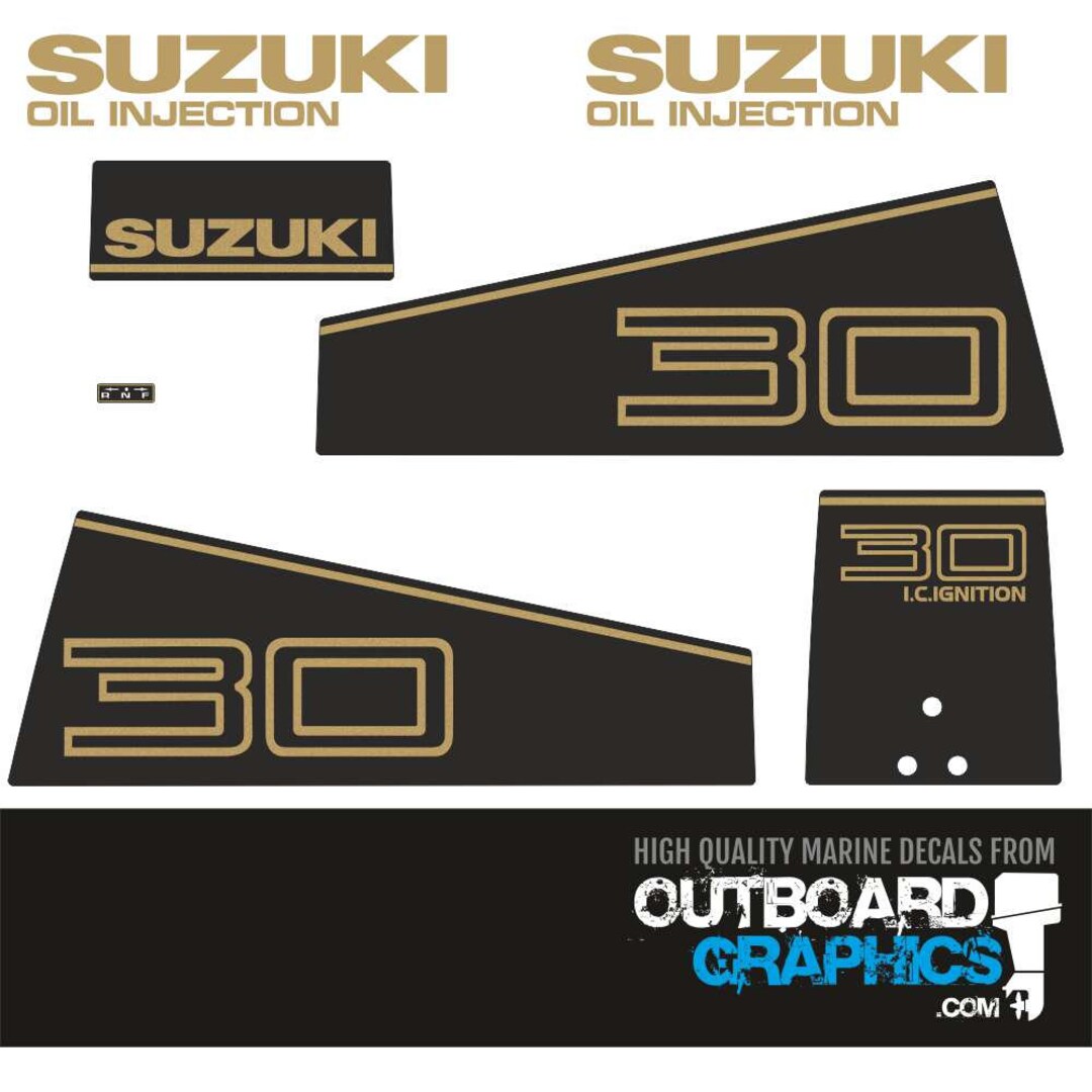 Suzuki DT30 30hp Two Stroke Outboard Engine Decals/sticker Kit - Black ...
