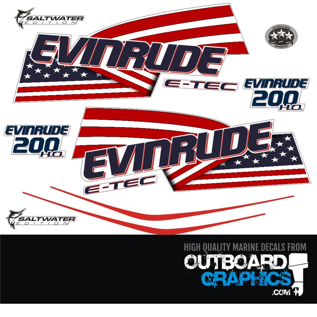 Evinrude 200hp Etec / E-tec HO Outboard Engine Decals/sticker Kit ...