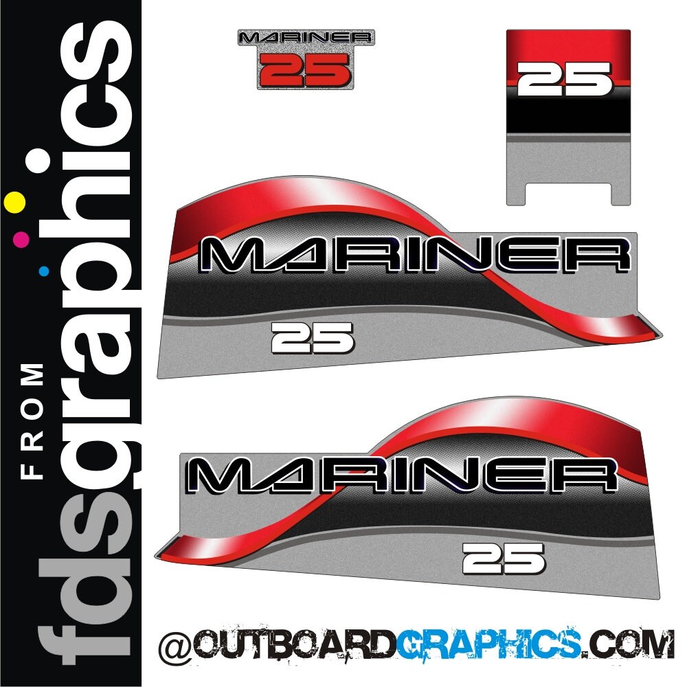 Mariner 25hp Two Stroke Outboard Engine Decals/sticker Kit - Etsy