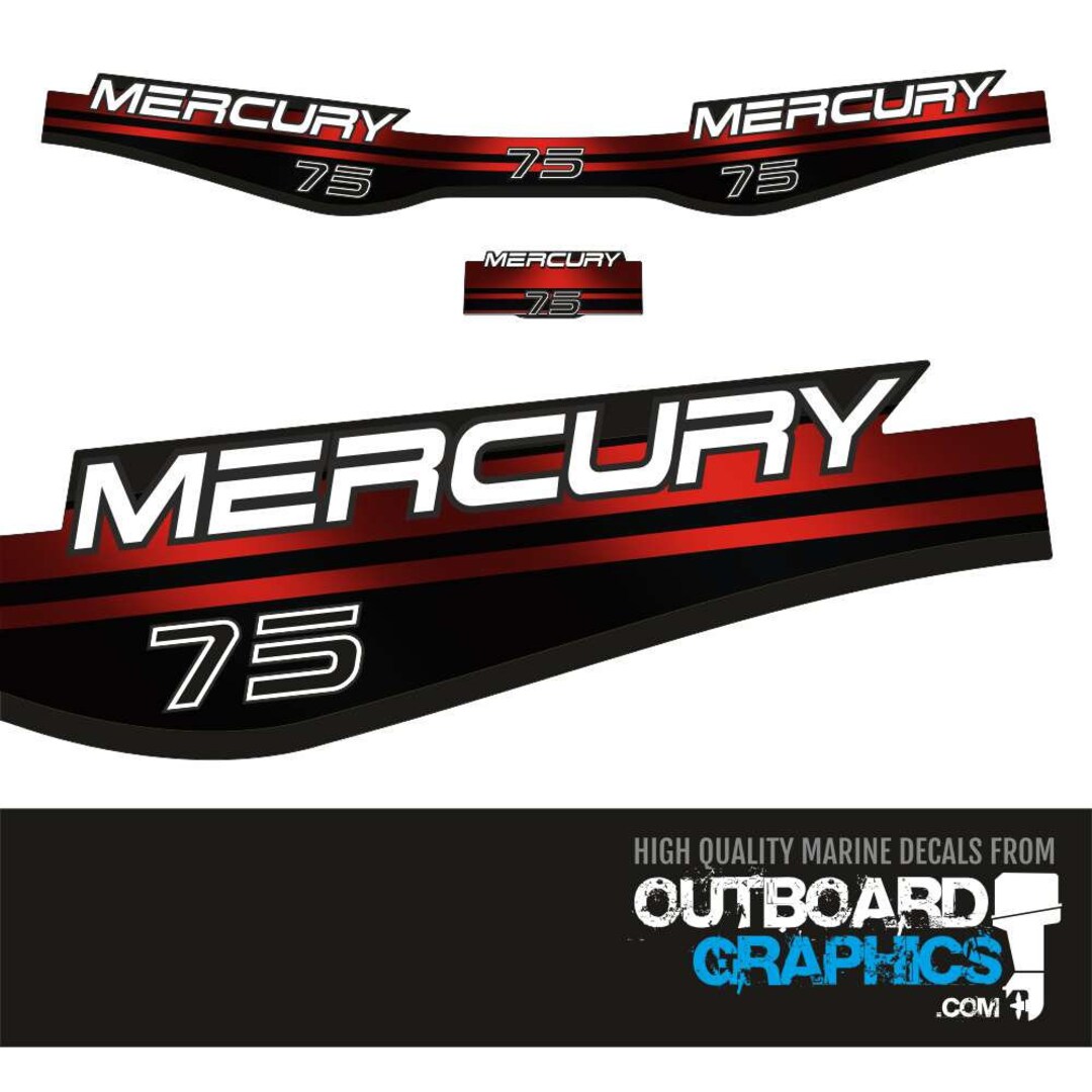 Mercury 75hp Two Stroke Outboard Decals/sticker Kit (1996 - 1998 ...