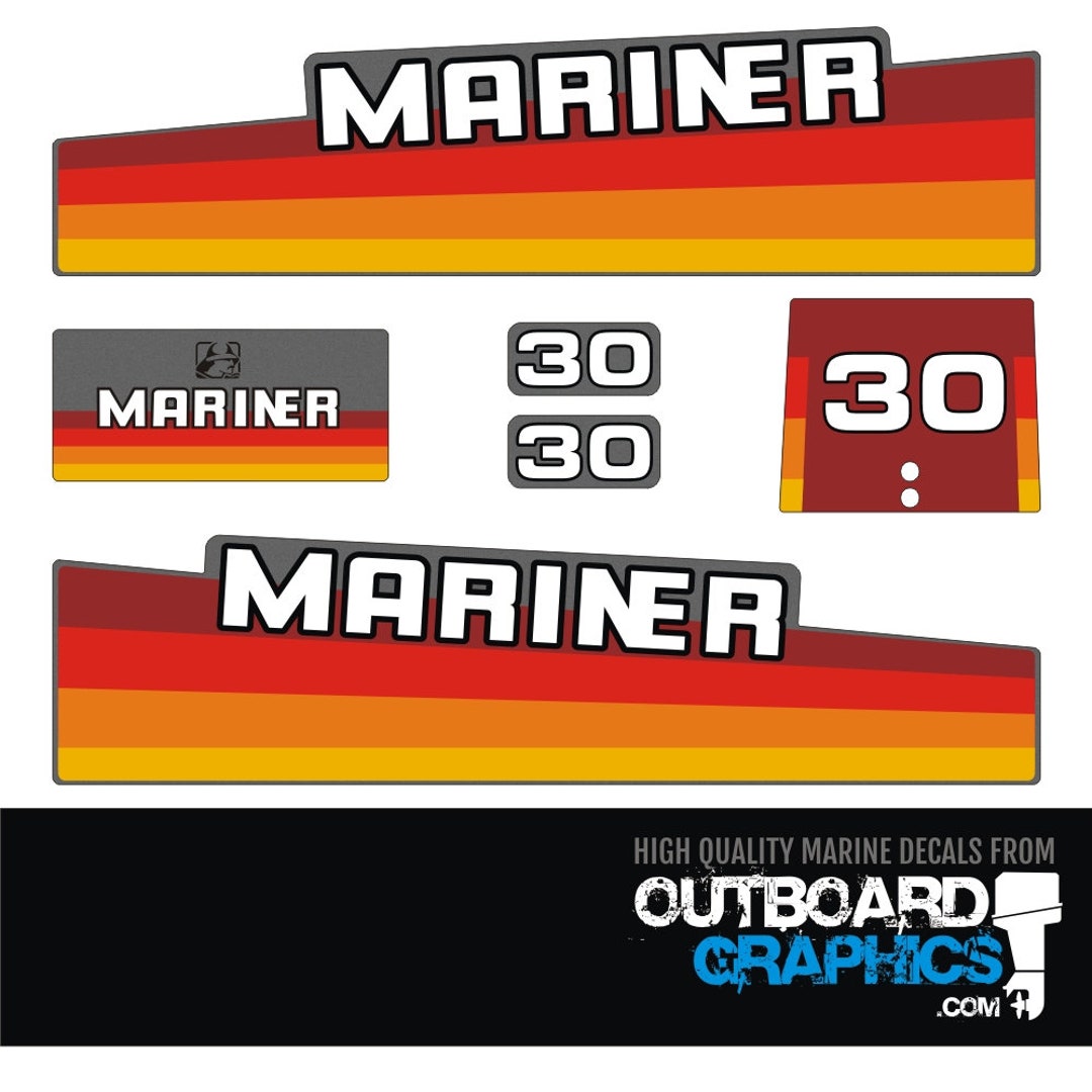 Mariner 30hp Rainbow Outboard Engine Decals/sticker Kit - All US Orders ...