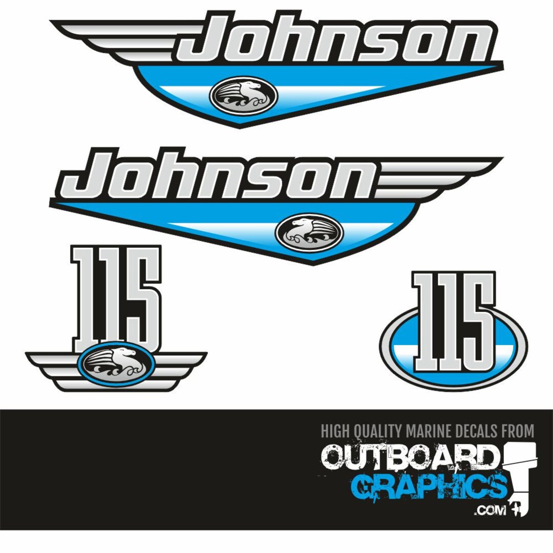 Johnson 115hp Two Stroke Outboard Engine Decals/sticker Kit (blue Design) + FREE SQUEEGEE - Etsy