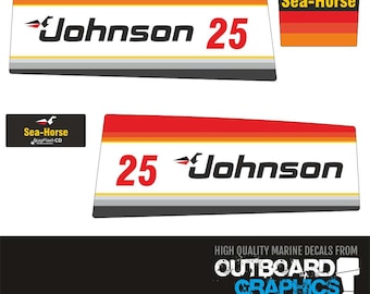 Johnson 6HP Four Stroke Outboard Engine Decals Sticker Set Reproduction ...