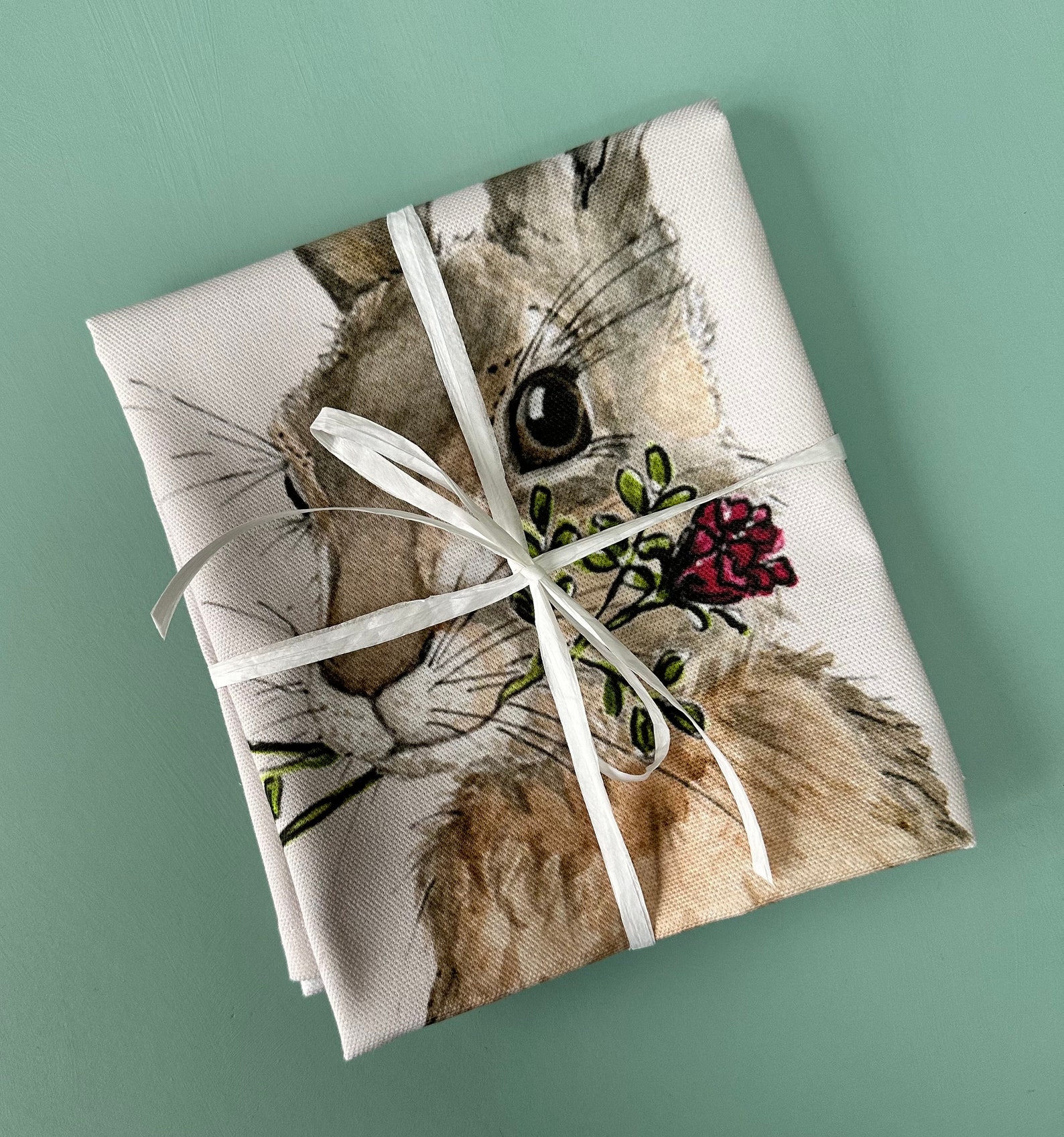 Gorgeous Hare and Roses Tea Towel, - Etsy