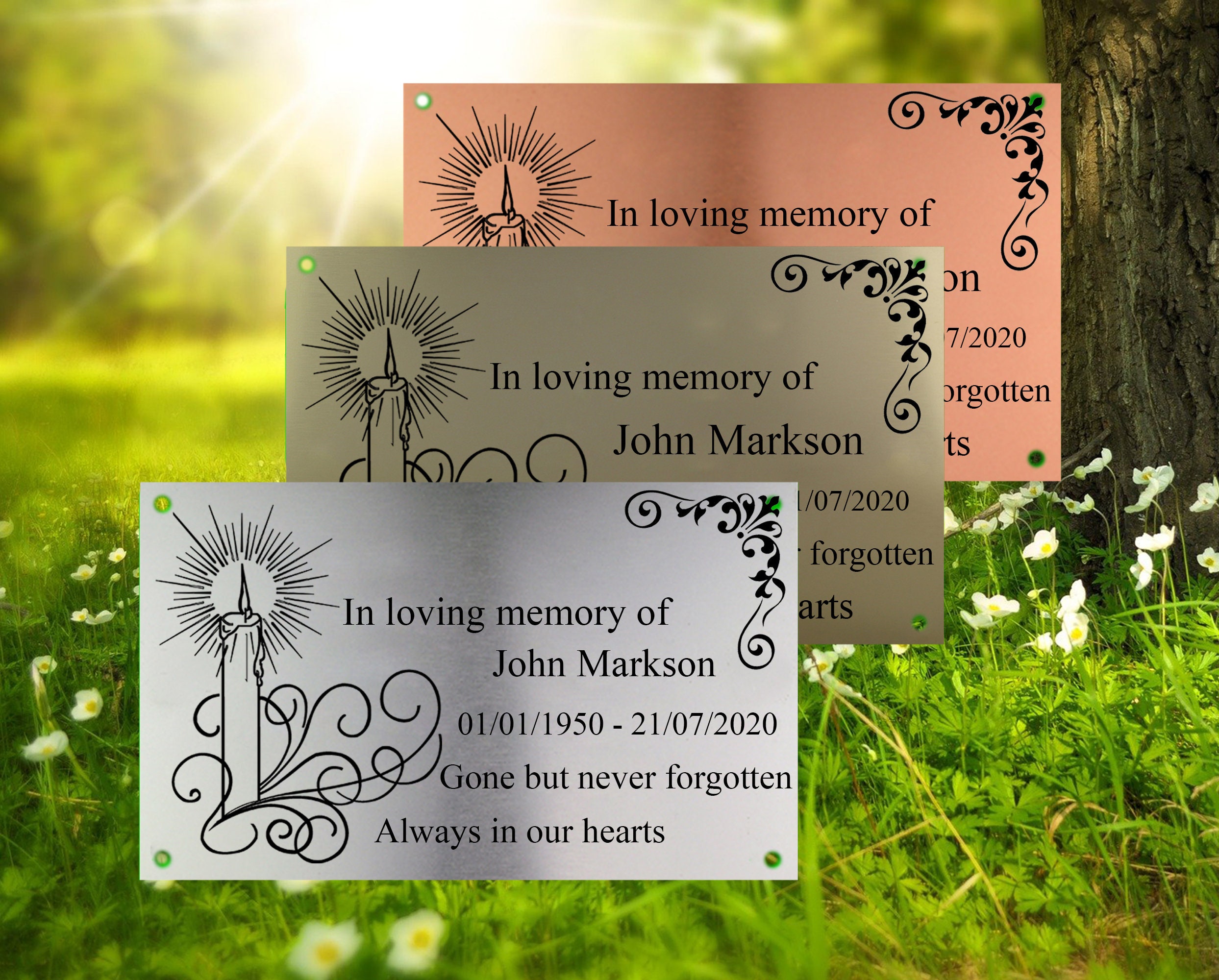 Engraved Memorial Plaque Personalised Copper/silver/gold Effect ...