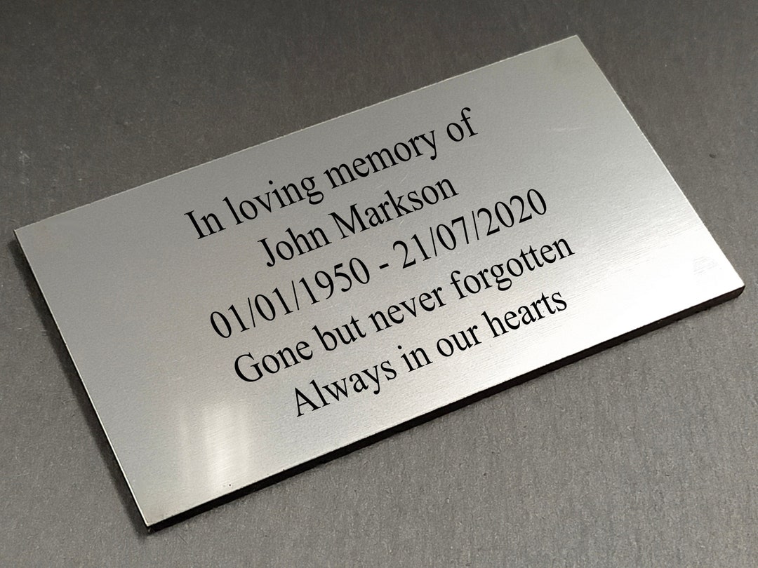 Memorial Plaque Gift Personalised Any Text Plaques Engraved Black Text ...