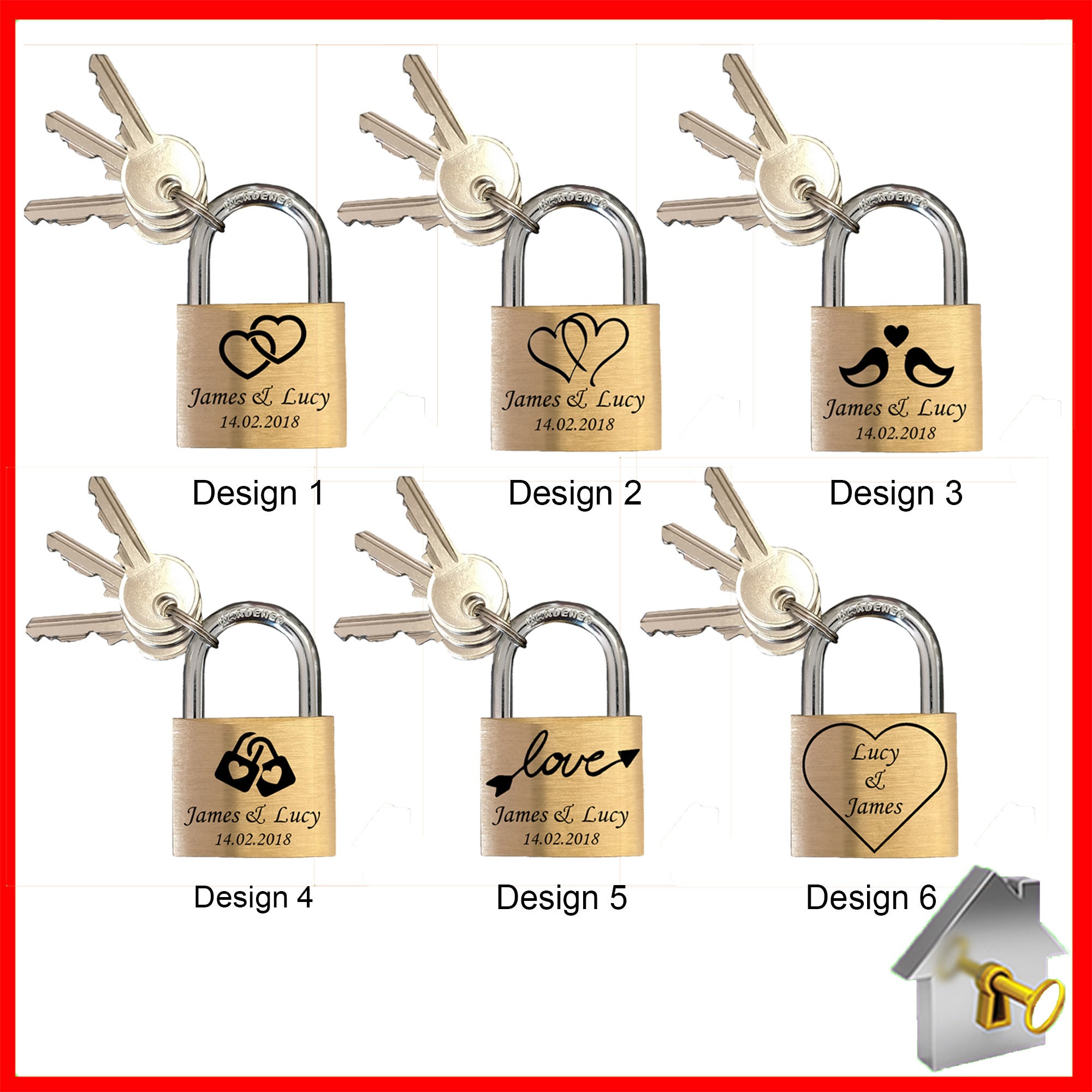 Personalised Love Lock Engraved Padlock 40mm Anniversary Gifts ...