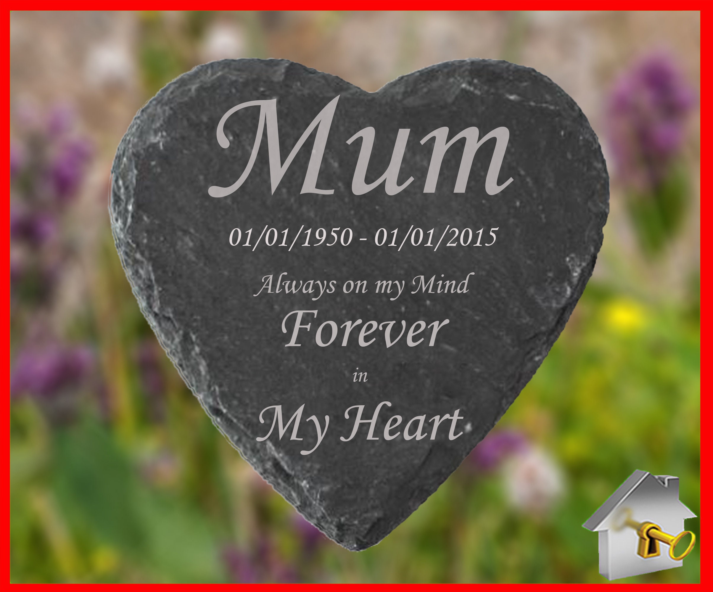 Memorial Plaque Engraved Natural Slate Heart Mother Mum | Etsy