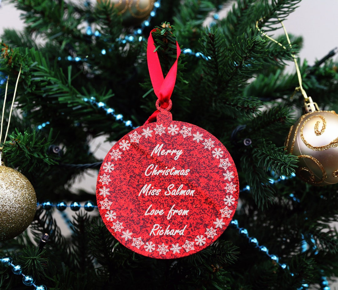 Personalised Christmas Bauble Any Name Text Decoration Gift Xmas ...