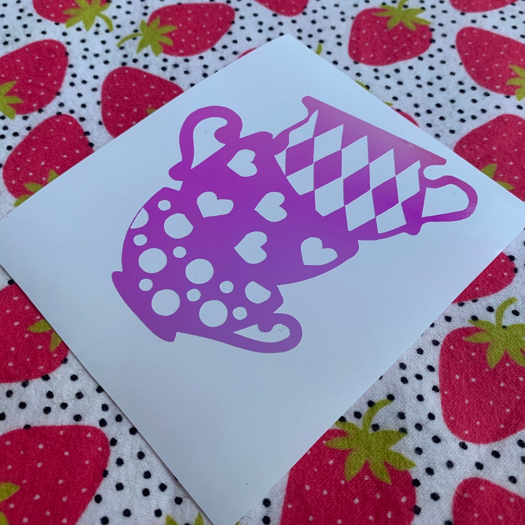 Teacup Stack Permanent Vinyl Decal in Pretty Holographic or Cool Solid ...